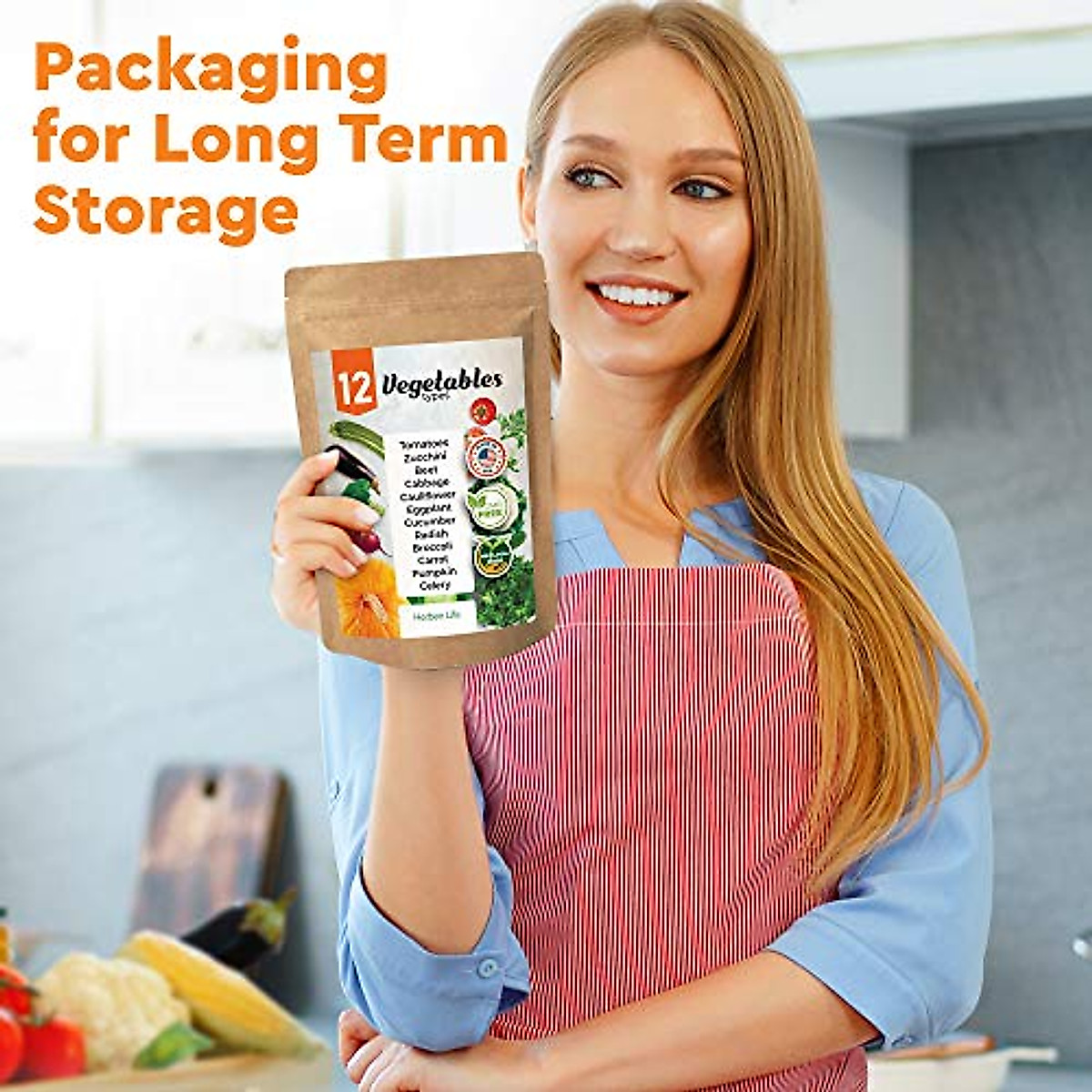 Heirloom Vegetable Seeds -100% Non-GMO - 1000 Garden Seeds Survival Pack - Tomato, Broccoli, Carrot, Celery, Cucumber Seeds and More