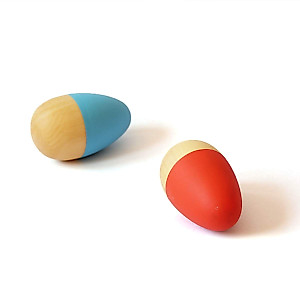 Shumee Toys - Wooden Egg Shakers for Babies (6 Months+) - Musical Rattle Montessori Toy - Set of 2 Maraca Eggs (Blue and Orange)