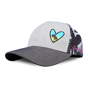 Grace Folly Beach Trucker Hats for Women- Snapback Baseball Cap for Summer (Heart with Floral Print)