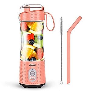 Personal Size Blender Smoothies and Shakes, Aoozi Portable Blenders, Mini Blender USB Rechargeable, Handheld Blender Sports,Travel and Home (Orange)