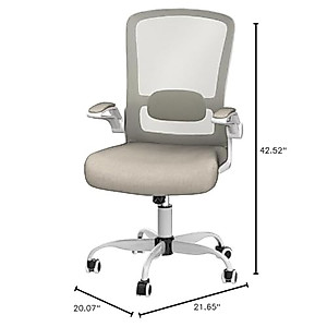 Mimoglad Home Office Chair, High Back Desk Chair, Ergonomic Mesh Computer Chair with Adjustable Lumbar Support and Thickened Seat Cushion (Modern, Beige)