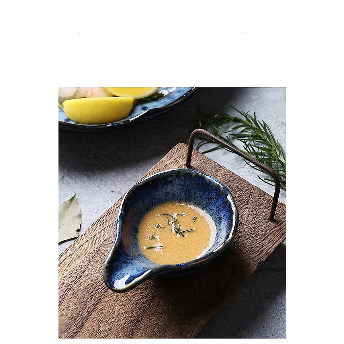 Ceramic Dip Bowls Sets, Blue Dipping Sauce Bowls/Dishes,Condiments Serving Bowls for kitchen Tomato Sauce, Soy, BBQ and other Party Dinner - Set of 2