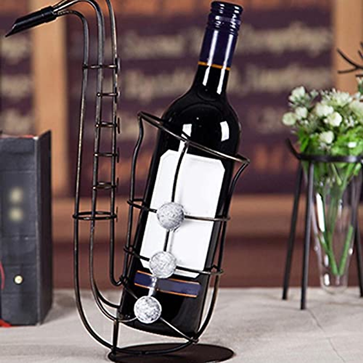 Horoper Decor Wine Holder Wine Rack, Wine Bottle Holder Metal Figurines Saxophone Practical Crafts Home Decoration Accessories,Wine Bottle Storage, Home Bar Decor Crafts