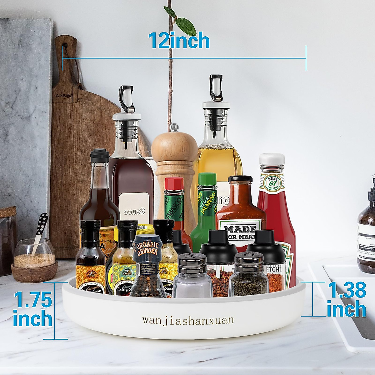 12 Inch Lazy Susan Organizer, Lazy Susan Turntable for Cabinet Organizer, Versatile Organizers and Storage Solution for Kitchen, Spice Spinner, Fridge, Vanity, Countertop, Under Sink Organizing