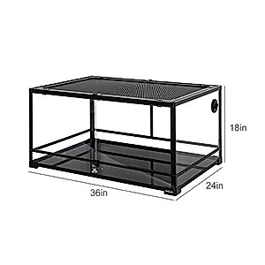 REPTI ZOO 67 Gallon Reptile Glass Terrarium, Double Hinge Door with Screen Ventilation Reptile Terrarium 36" x 24" x 18"(Knock-Down)