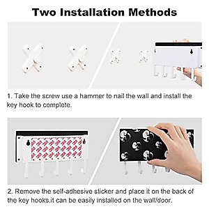 Yin Yang Lucky Cat PU Leather Wall Mounted Key Hook Organizer Hanging Key Holder Decoration