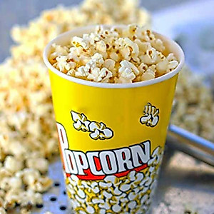 BLUFEU [50 Pack] 32 Oz Popcorn Buckets Disposable – Leakproof & Sturdy Popcorn Container – Large Popcorn Cups Disposable | Popcorn Bowls for Family Movie Night, Carnival theme parties, Movie theater