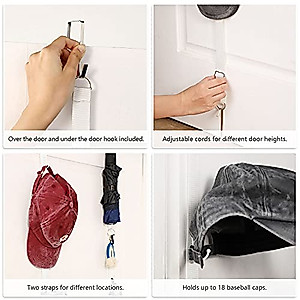 2 Pieces Adjustable Door Cap Rack Closet Hanging Cap Organizer Hanging Cap Keeper Baseball Cap Holder Hanging Cap Hook Organizer Hat Display Rack with Hooks Door Hat Storage Hanger (White)