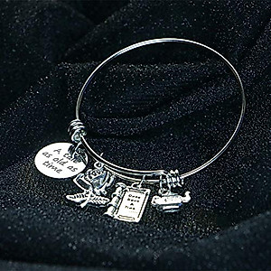 WENATA Inspirational Gift A Tale As Old As Time Beauty And The Beast Belle Bracelet Disney Jewelry Princess Bracelet Wedding Gift for Her (Tale as old BR)