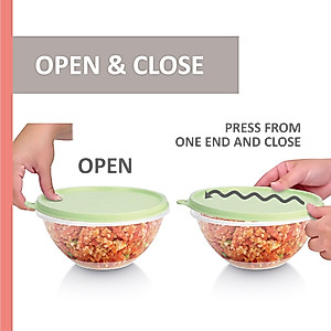 Food Storage Containers with Lids Set of 4 - 60oz, 40oz, 27oz, 13oz Meal Prep Containers Reusable Plastic – Food Safe Round Nesting Bowls with Airtight Leakproof Lids – Freezer and Dishwasher Safe