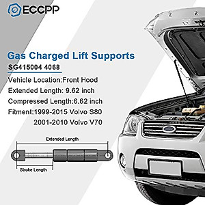 ECCPP Lift Supports Front Hood Struts Gas Springs Shocks for Volvo S60 2001-2009,for Volvo S80 1999-2014,for Volvo V70 1999-2014,for Volvo XC70 2003-2014 Compatible with 4068 Strut Set of 2