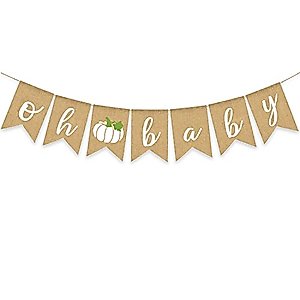 Gankbite White Pumpkin Baby Shower Fall Banner Gender Neutral Autumn Welcome Baby Burlap Garland Decor