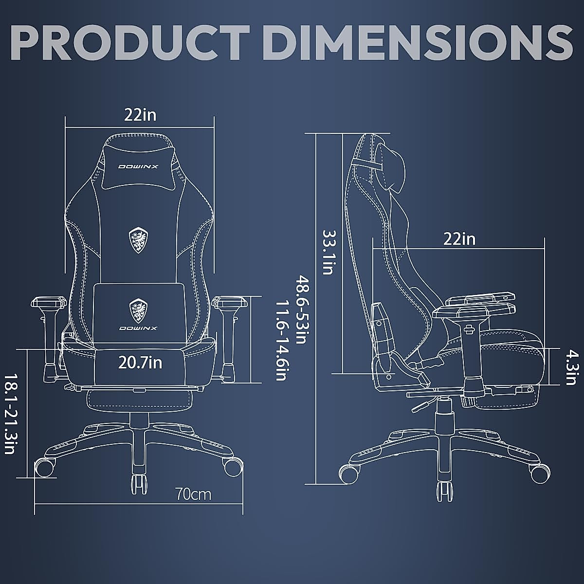 Dowinx Big and Tall Gaming Chair with 4D Armrest and Footrest, High Backrest Office Game Chair with Suede Headrest and Lumbar Support, Pu Leather Ergonomic Computer Chair 400LBS, Black