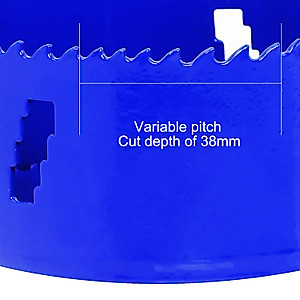 LANIAKEA 4-1/8-Inch Bi-Metal Hole Saw 105MM M42 Annular Hole Cutter HSS Variable Tooth Pitch Holesaw Set with Arbor Blue for Home DIYer