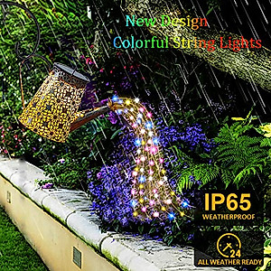 Atildp Upgraded Solar Watering Can, Multicolor 60pcs String Lights for Outdoor Garden, Led Highlight Colourful Light Garden Lamps