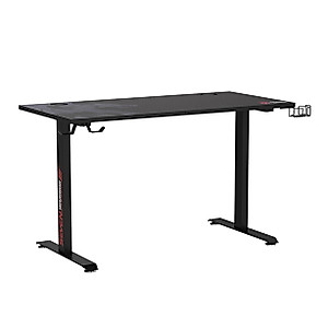 SEVEN WARRIOR Gaming Desk 55’’, T-Shaped Carbon Fiber Surface Computer Desk with Full Mouse Pad, Gamer Desk with Headphone Hook, USB Rack, Cup Holder