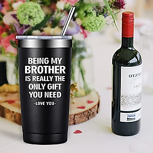 Fufandi Brother Gifts from Sister, Brother - Funny Birthday Gifts for Brother - Friendship Presents for Brothers from Big Brother, Siblings, Brother in Law - Vacuum Insulated Tumbler Cup 20oz