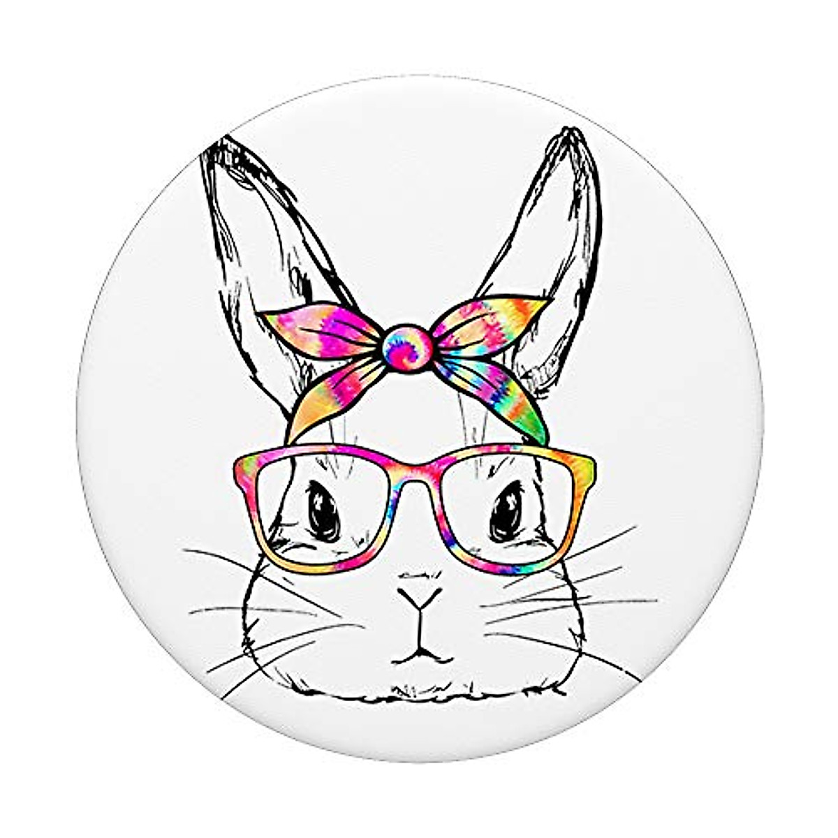 Dy Cute Bunny Face Tie Dye Glasses Easter Day PopSockets PopGrip: Swappable Grip for Phones & Tablets