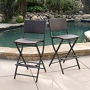 Christopher Knight Home Margarita Outdoor Wicker Barstools, 2-Pcs Set, Multibrown