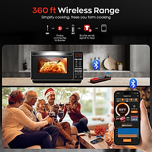 Meat Thermometer Digital, Wireless Meat Thermometer, with Bluetooth 360 ft Smart Meat Thermometer for Oven Safe,for BBQ, Grill, Kitchen, Smoker, Sous Vide, iOS & Android App Compatible