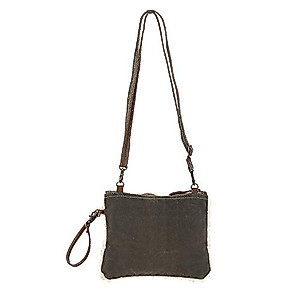 Myra Bag Dual Strap Cowhide & Upcycled Canvas Small Bag S-1150