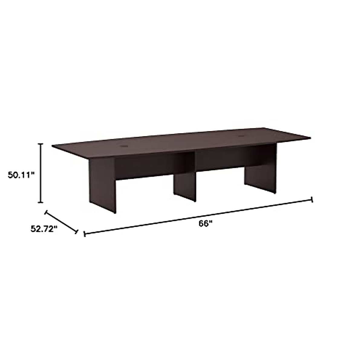 Bush Business Furniture 120" x 48" Boat Top Conference Table with Wood Base, Mocha Cherry