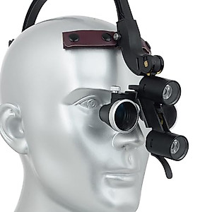 5W Binocular Loupes Glasses Headband Magnifier 2.5X 3.5X Dental Binocular Magnifier LED Head Light Lamp for Magnification Binocular Loupes Dentist Surgical Headlight Lab Equipment (2.5X)