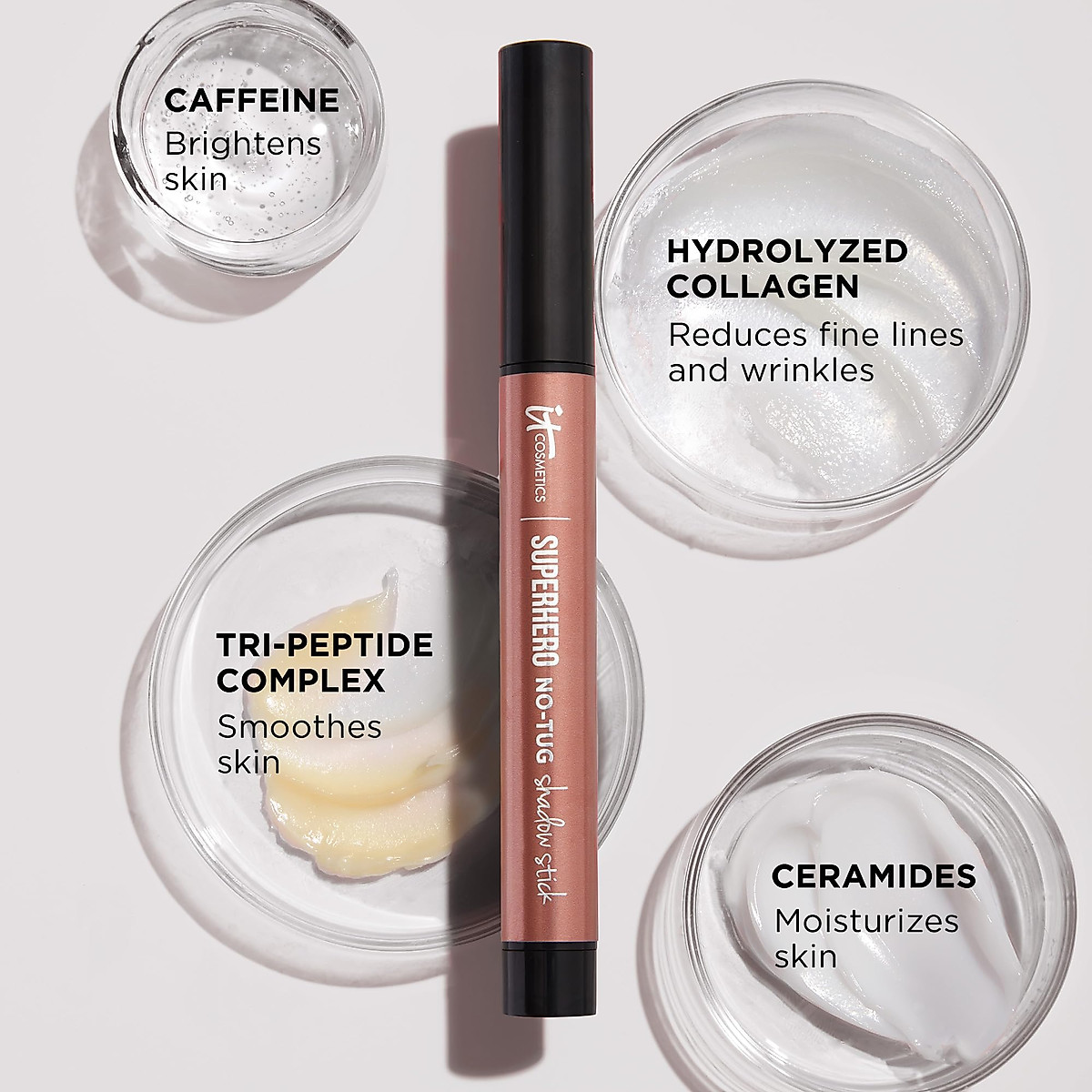 IT Cosmetics Superhero No-Tug Waterproof Eyeshadow Stick, Courageous Cream - Warm Matte Ivory - Longwear, Blendable Cream Eyeshadow with Built-In Primer - Suitable for Sensitive Eyes - 0.05 oz