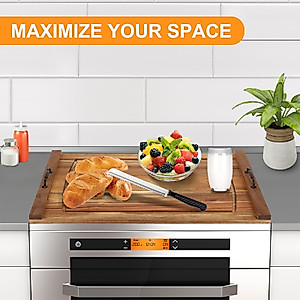 Nisorpa Noodle Board for Gas Stovetop Multifunctional Cover and Tray Noodle Board Stove Cover, Gas Burners Stove Cover Board With Handles,Wood Electric Cooktop Cover Stove Top Protector 30"L x 22"W