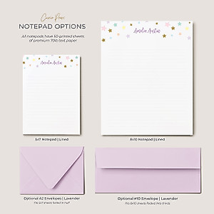 Personalized Cute Pastel Star NOTEPAD with Lines, Custom Kids, Young Girl Stationary Writing Pad - STARS NOTEPAD