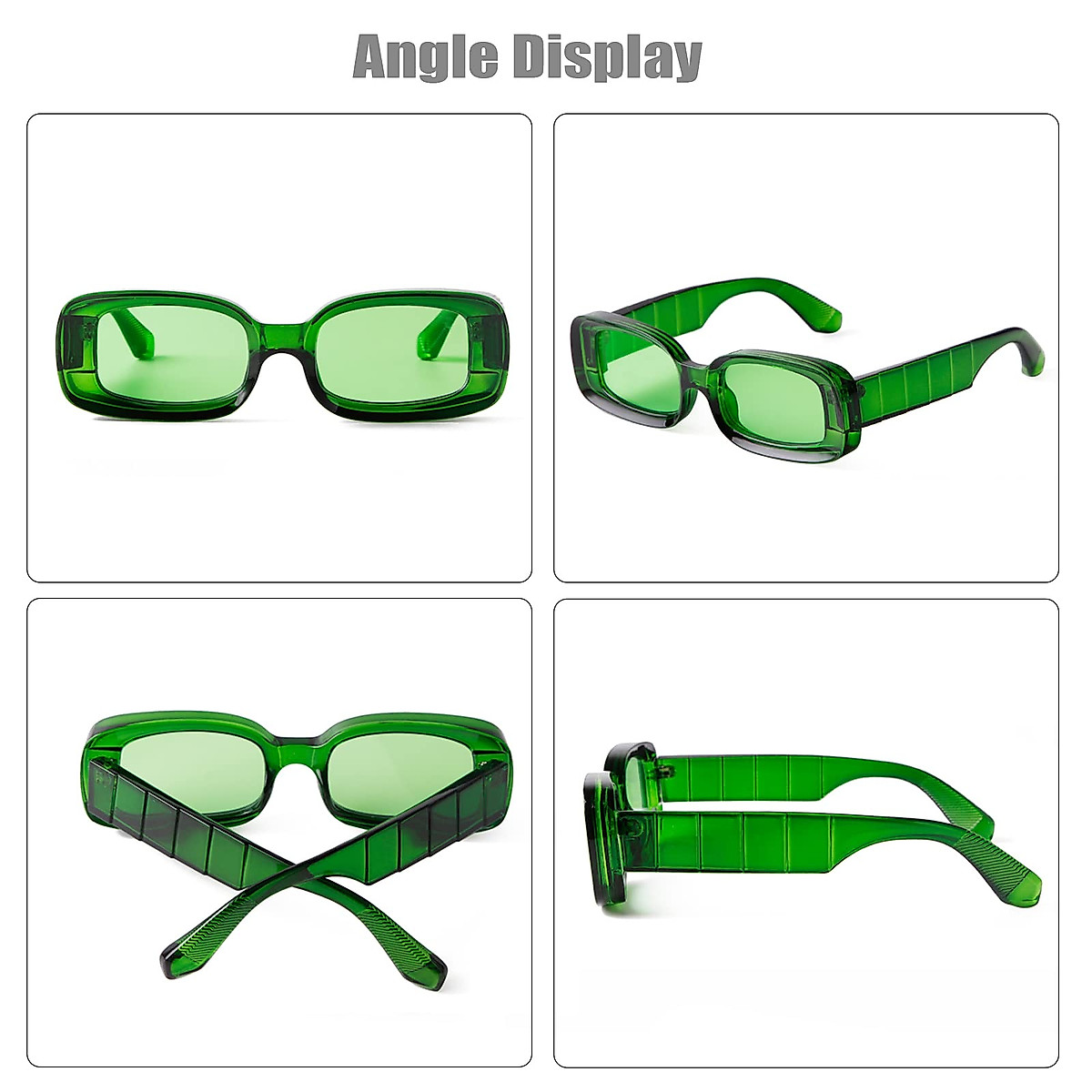 DQbhzh Trendy Y2K Rectangle Sunglasses for Women Men Retro 90s Sunglasses Thick Chunky Glasses UV400 Protection (Green)
