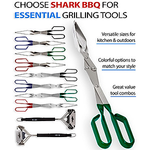 Long Tongs for Grilling: 17.5" Heavy Duty Extra Long BBQ Tongs. Scissor Grip Grilling Tongs, Stainless Steel Metal Tongs for Cooking, Kitchen & Outdoor Barbecue - Grilling Tools & Dad Gift, Green