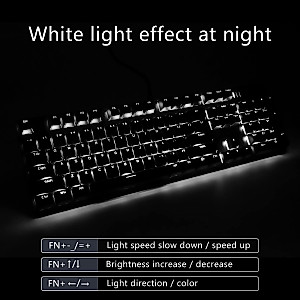Merdia Mechanical Keyboard Gaming Keyboard | Brown Switch White Backlit Keyboard | 104 Keys US Layout | Wired Gaming Keyboard | Hot Swappable Mechanical Keyboard | PC Gaming Keyboards (Black)