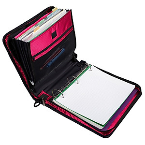 Five Star Zipper Binder, 2 Inch 3 Ring Binder, Expanding Pocket, Durable, Black/Gray (73305)