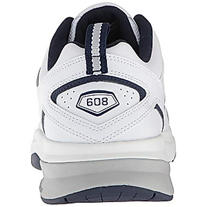 New Balance Men's 608 V5 Casual Comfort Cross Trainer, White/Navy, 10.5