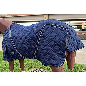 HILASON Western Horse Stable Blanket Quilted | Horse Blanket | Horse Blankets for Winter | Water Resistant Stable Blankets for Horses | Blankets for Horses | Blue | 78 Inches
