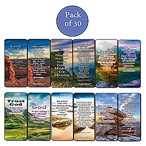 NewEights God is My Strength Bible Bookmarks (30-Pack) - Stocking Stuffers Encouragement Tool - Bible Study Church Supplies Teacher Incentive Gifts