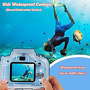 BKMLSR Kids Video Camera Waterproof 1080P HD 12MP Digital Children Action Cameras Toddler Camcorder with 32GB Card for 3-12 Years Old Girls Boys Christmas Birthday Gifts - Blue