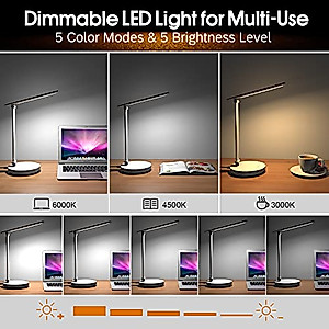 BEYONDOP LED Desk Lamp, Dimmable Desk Light Touch Control with 5 Lighting & 5 Brightness Level, Eye Caring Reading Lamp, Desk Lamps for Home Office, Foldable Table Lamp for Study Dorm School Gifts