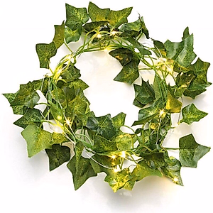 Hoolight Vine String Lights, [1 Pack] Ivy Decor String Lights, Maple Leaf Garland Wreath Hanging lamp with 20 LED, Fairy Night Lights for Home,6.5 FT, Battery Powered, Room, Bedroom, Wall Decoration