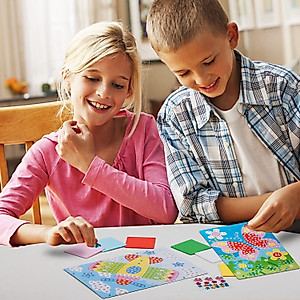 LZHZH Mosaic Sticker Art Sticky DIY Handmade Art Kits for Kids - Sunflower, Butterfly, Sailboat, Woodpecker, hot air Balloon, Airplane (6 Pack)