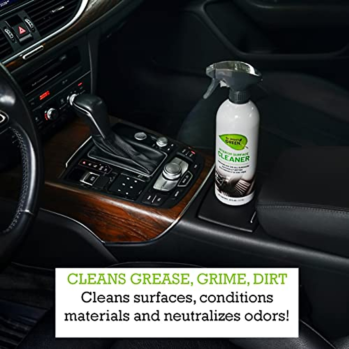 All Mighty Green Eco-Friendly Car Interior Surface Cleaner with Acid Free Formula, Vehicle Interior Surface Cleaning Spray w/UV Protection for Leather, Vinyl, Plastic, Glass and More, 24 Oz - 2 Pack