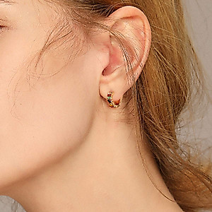 Colorful Hoop Earrings, Sparkly Crystal Cubic Zirconia Hoop Earrings for Women Hypoallergenic Small Huggies Hoop Earrings for Birthday Jewelry (Colorful)