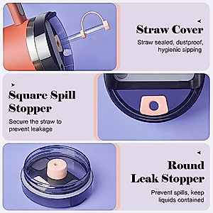 10 Pack Colorful Replacement Straws Compatible with Stanley 40oz Cup Tumbler, 4PCS Silicone Spill Proof Stoppers and Silicone Boot