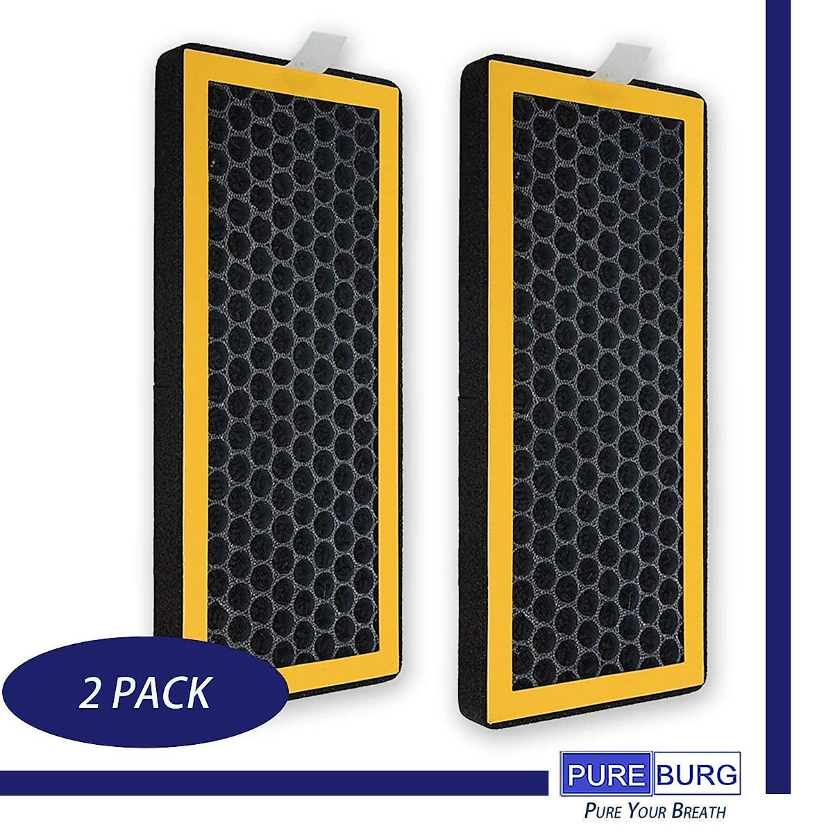 PUREBURG 2-Pack Replacement Filter Set - HEPA Filters + Activated Carbon Odor Filters Compatible with HoMedics TotalClean PetPlus AT-PET01 AT-PET02 Whisper-Quiet Oscillating Tower Air Purifiers