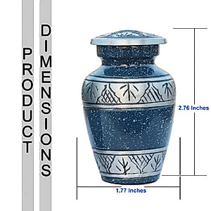 THE ASCENT MEMORIAL Blue Small Urns for Human Ashes Female Male | Set of 4 Premium Mini Keepsake Urns with Four Velvet Bags A Paper Funnel and A Stunning Magnet Closer Gift Box
