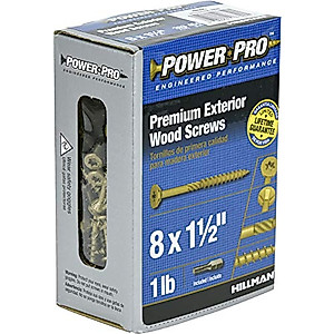 Power Pro 48595 Wood Screws, #8 x 1-1/2", Premium Outdoor Deck Screws, Rust Resistant, Epoxy Coated Bronze, 1lb Box, 203 pcs