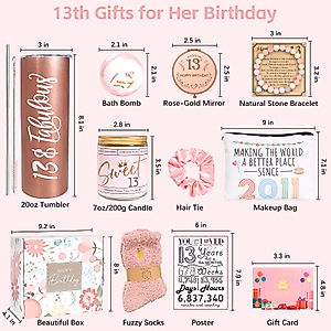 13th Birthday Gifts for Girls, Happy 13th Birthday Gift Ideas, 10 Pieces Unique 13th Birthday Gifts for Daughter, Niece, Granddaughter, 13th Birthday Gifts for Her, Official Teenager Birthday Gifts