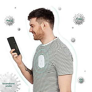 Mini Portable Personal Air Purifier Necklace with USB Rechargeable, Air Ionizer Eliminates for Bedroom, Airplane, Pollen, Smoke, Dust Outdoor, Travel
