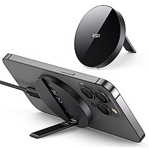 ESR HaloLock Kickstand Wireless Charger, MagSafe-Compatible Charger for iPhone 14/14 Plus/14 Pro/14 Pro Max and iPhone 13/12 Series, with 5 ft (1.5 m) Removable Cable, Adapter Not Included, Black